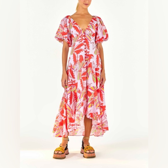 FARM Rio | Dresses | Farm Rio Pinklilac With Colorful Accents Midi ...